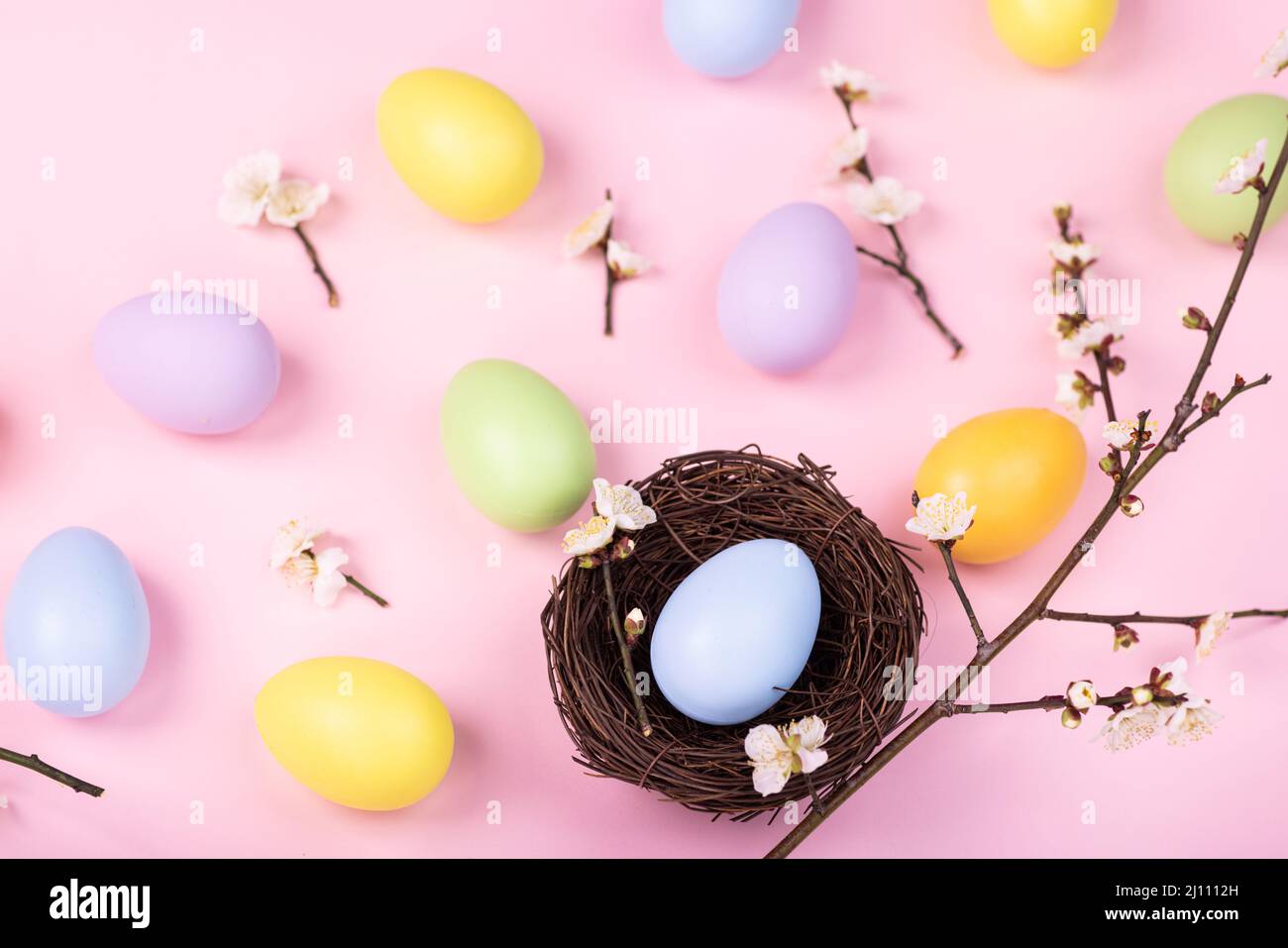 Happy Easter celebration. Festive holiday template backdrop for online ...