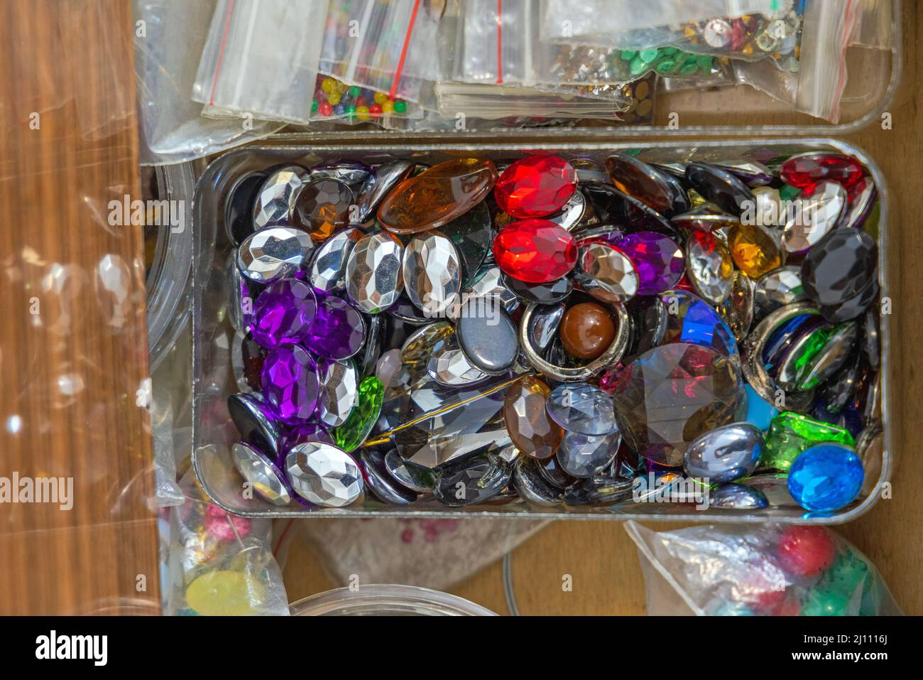 Artificial Diamonds Gems in Box Jewellery Craft Material Stock Photo ...