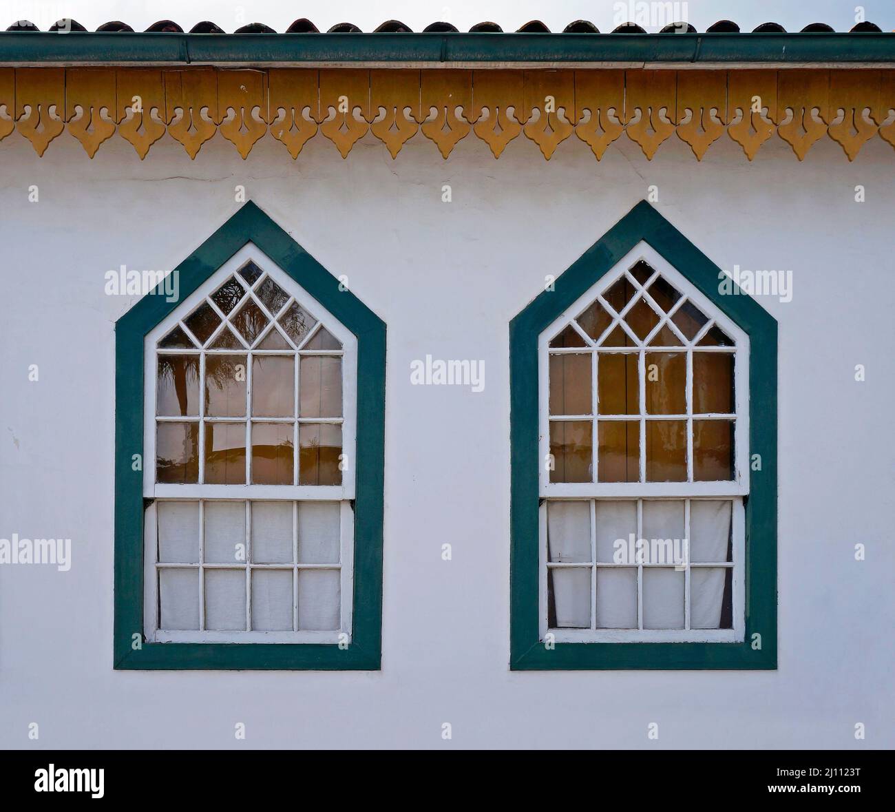 Ancient colonial windows in historical city of Ouro Preto, Brazil Stock ...