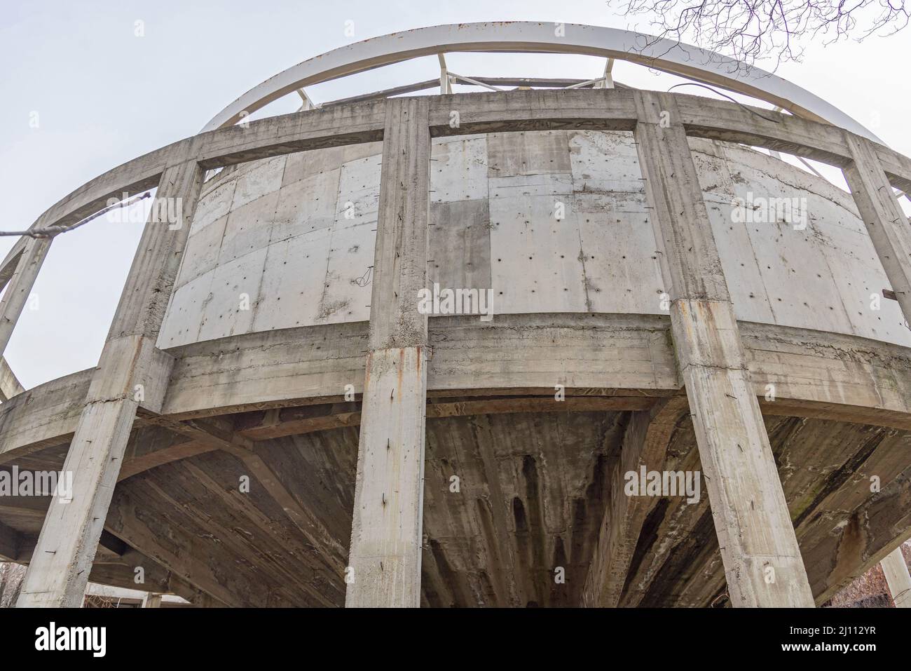Round Concrete Structure Brutalist Building Under Construction Stock ...