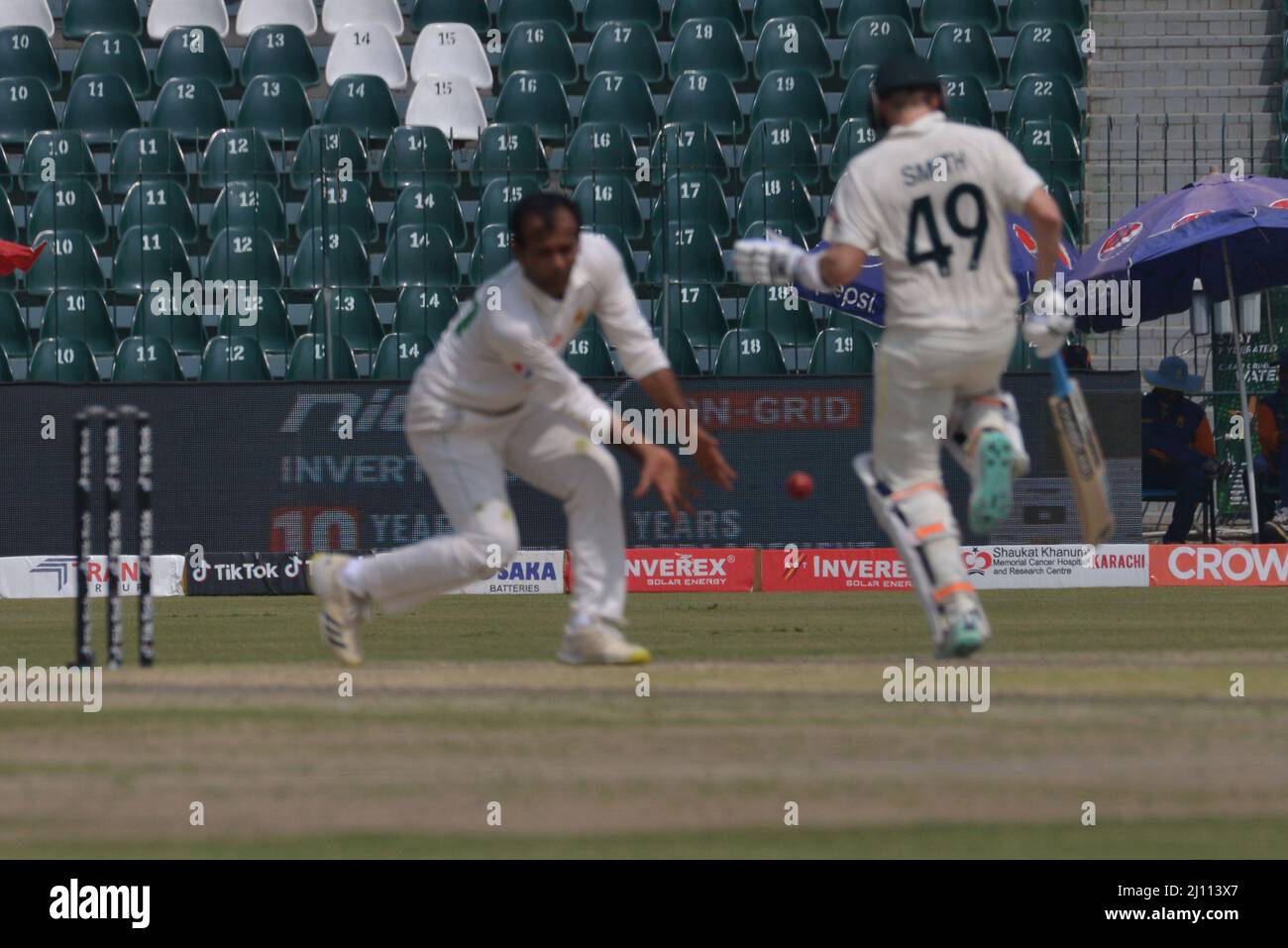 Lahore, Pakistan. 21st Mar, 2022. Australia's Batsman plays a shot ...