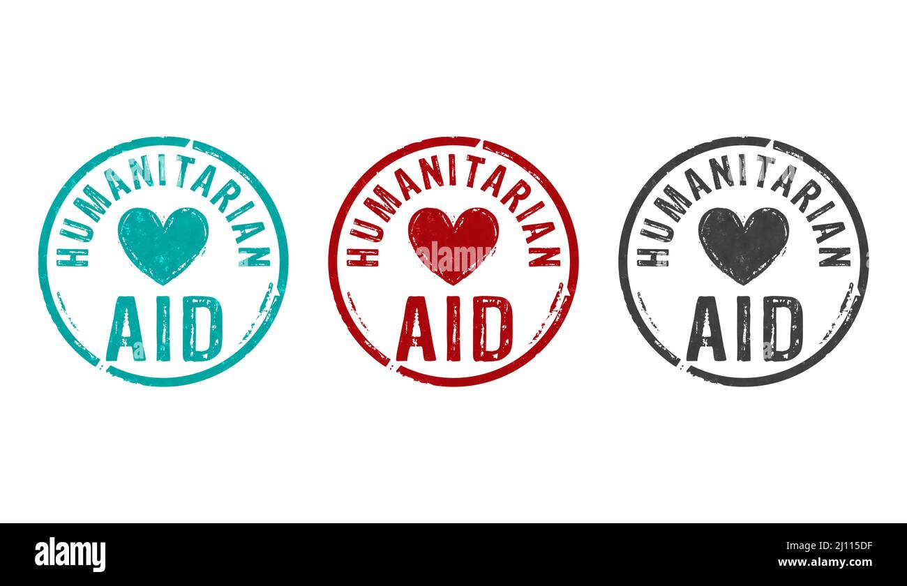 Humanitarian Aid stamp icons in few color versions. Help refugees ...