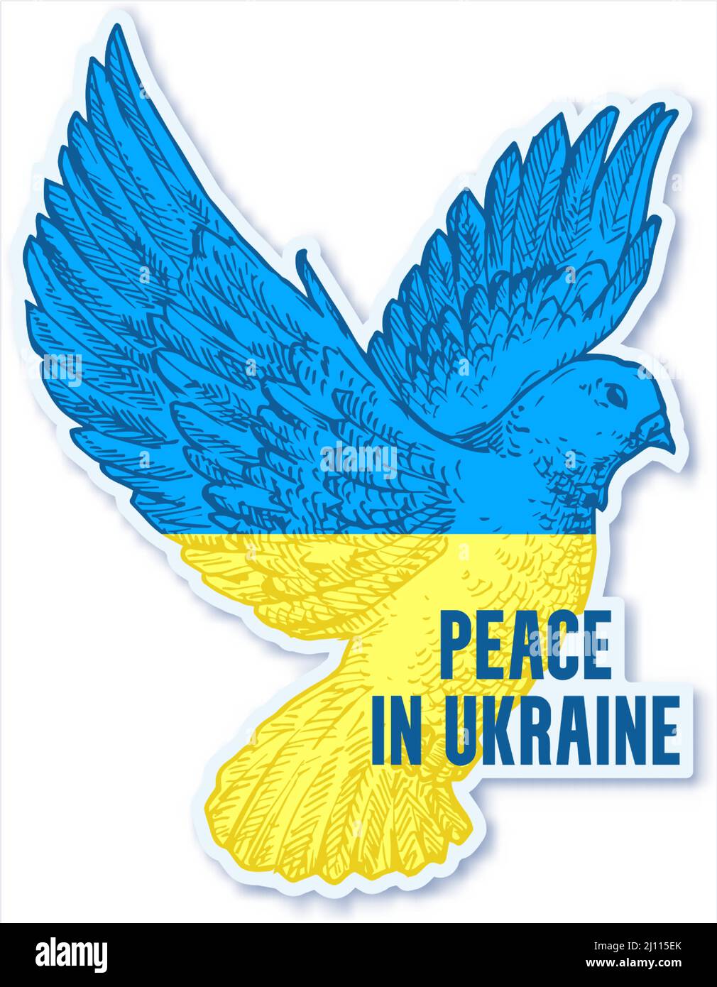 Peace in Ukraine Illustration. Ukrainian flag in a hand drawn Dove Bird ...
