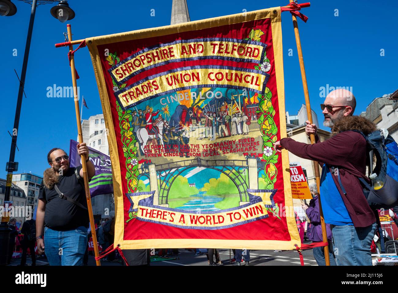 Shropshire and Telford Trades Union Council banner, with Cinderloo ...