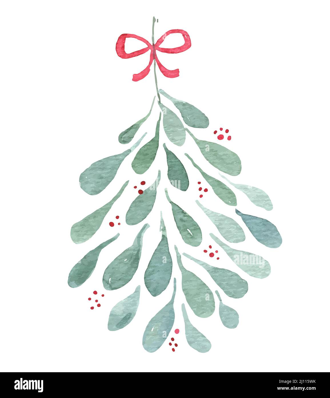Watercolor mistletoe Christmas branch. Vector Stock Vector Image & Art ...