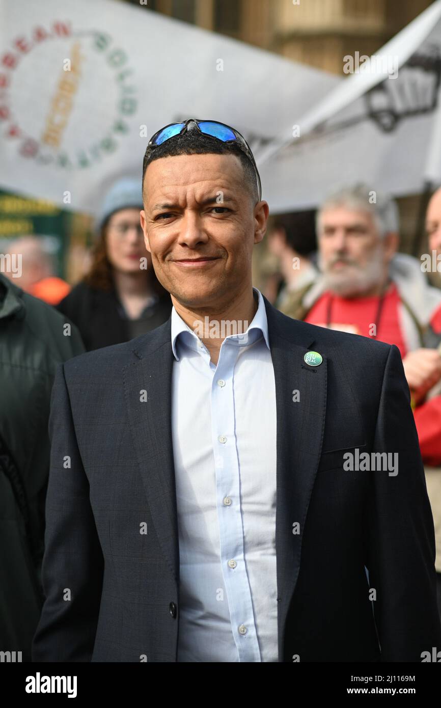 London, UK. 21 March 2022. Clive Lewis attends Union coalition protests ...