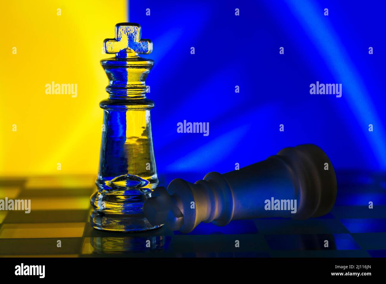 Fallen chess king as a metaphor for fall from power ukrainian flag ...