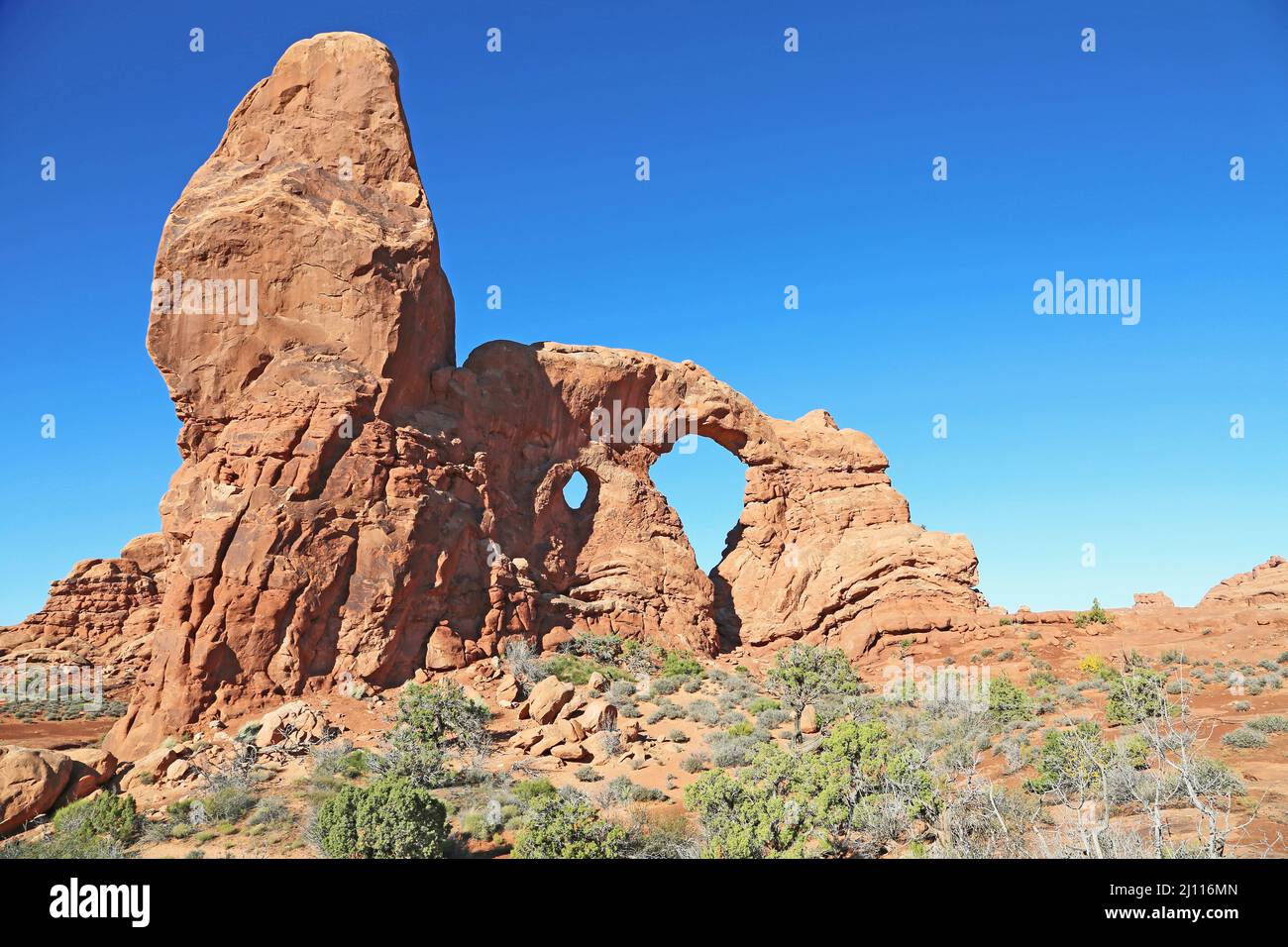 Rock formation with Turret Arch - Utah Stock Photo - Alamy