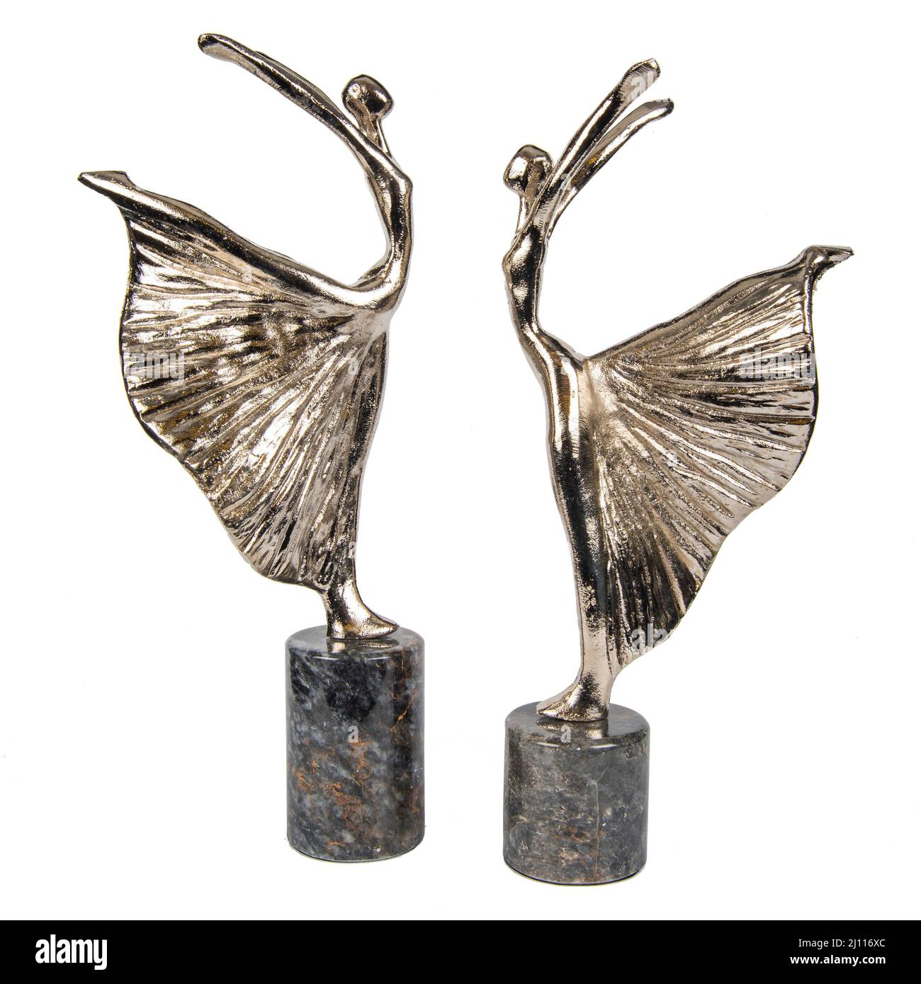 silver bale dancer statue isolated on white Stock Photo - Alamy