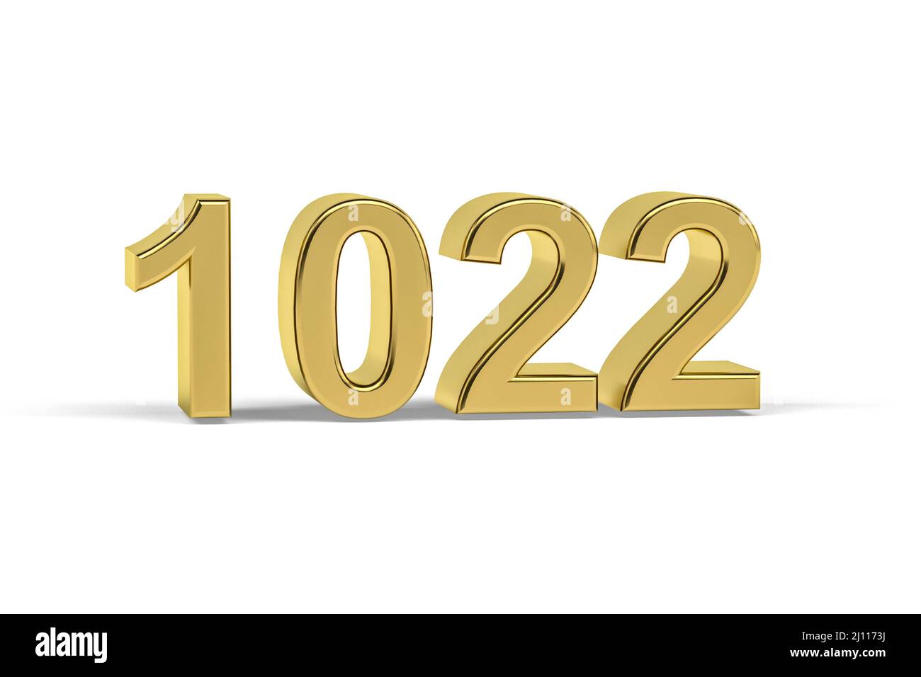 Golden 3d number 1022 - Year 1022 isolated on white background - 3d ...