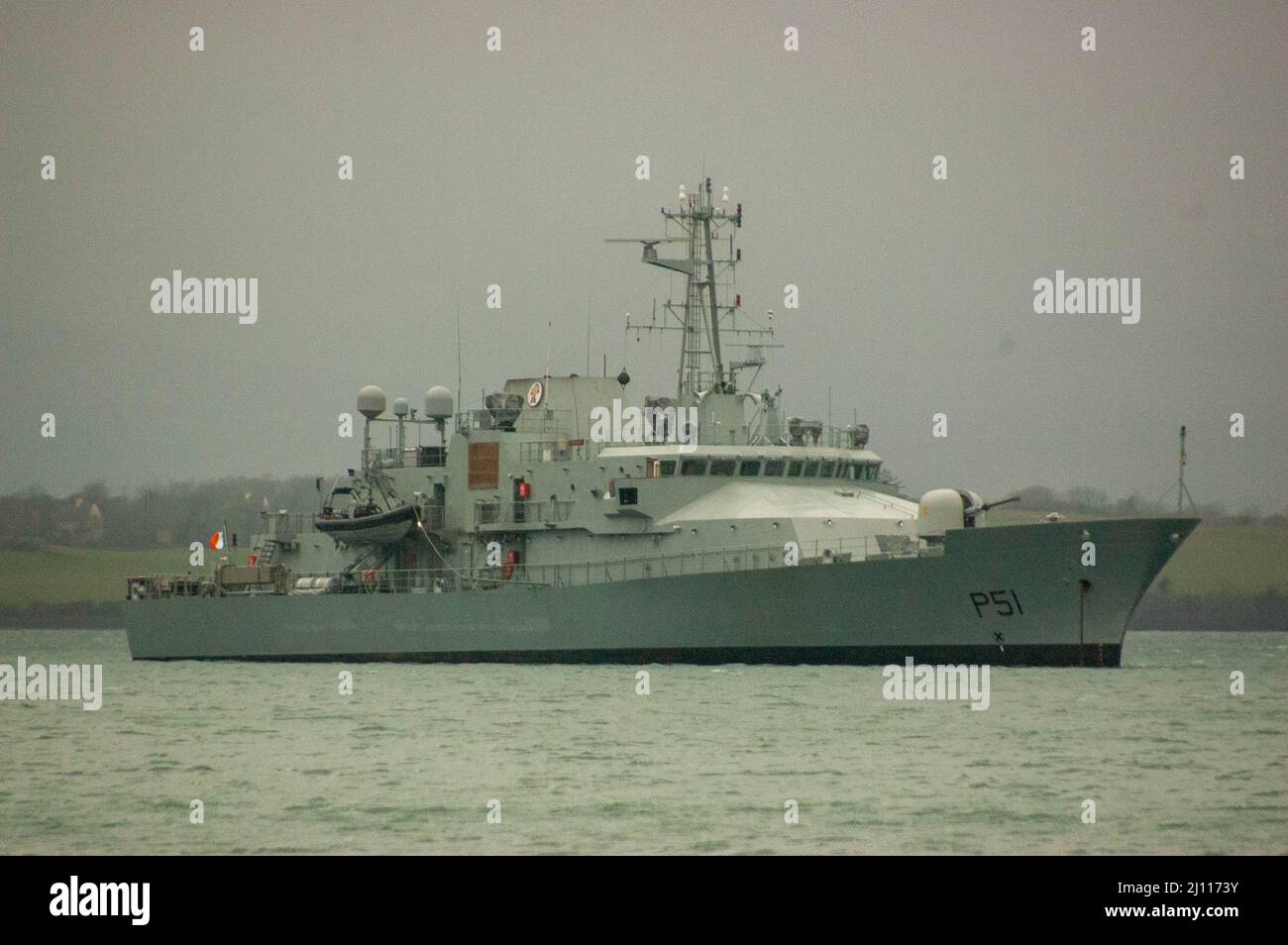 Monday 21 Mar 2022; Irish Naval Service Vessel Lé Roisin at anchor in ...