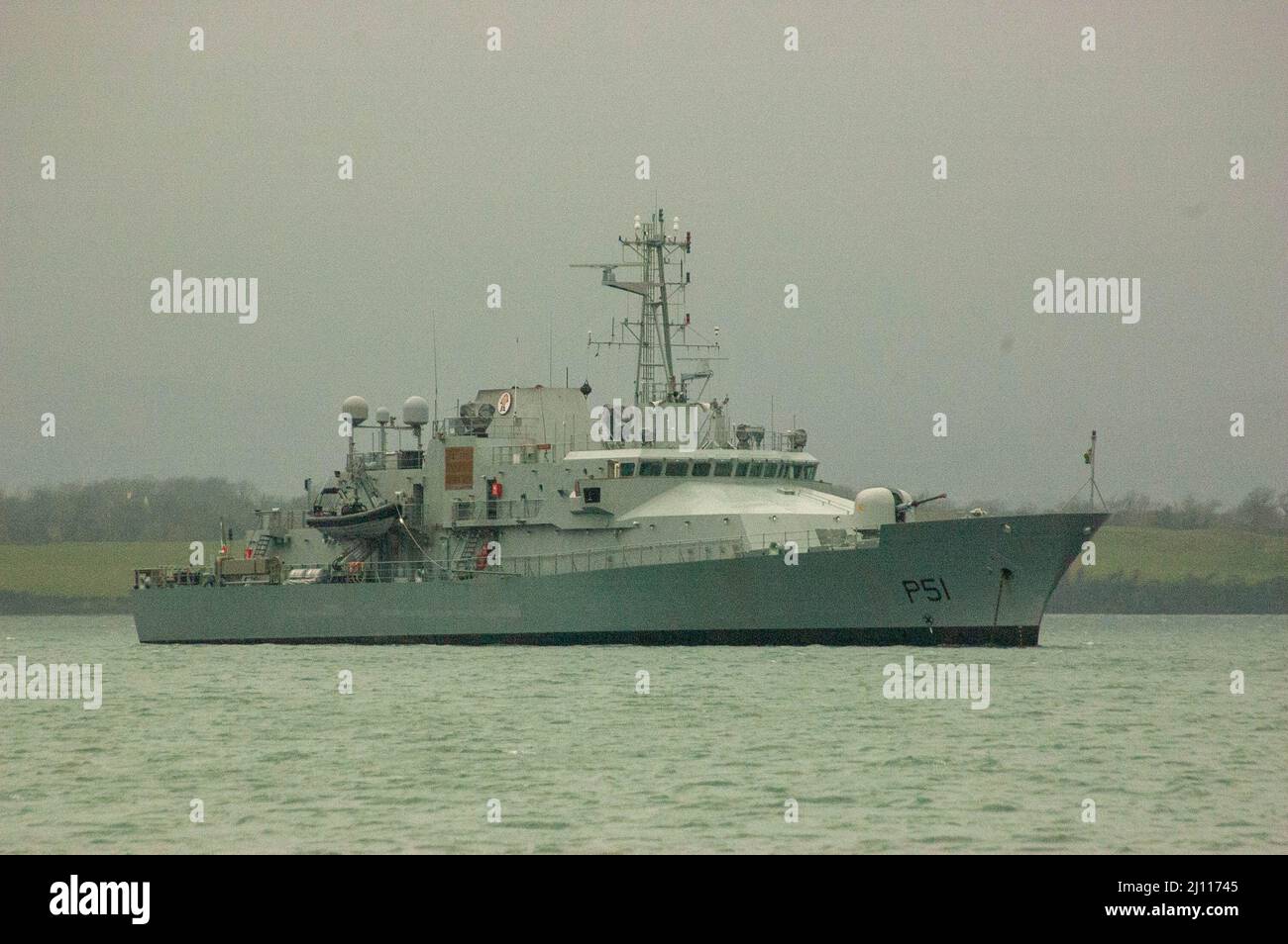Monday 21 Mar 2022; Irish Naval Service Vessel Lé Roisin at anchor in ...