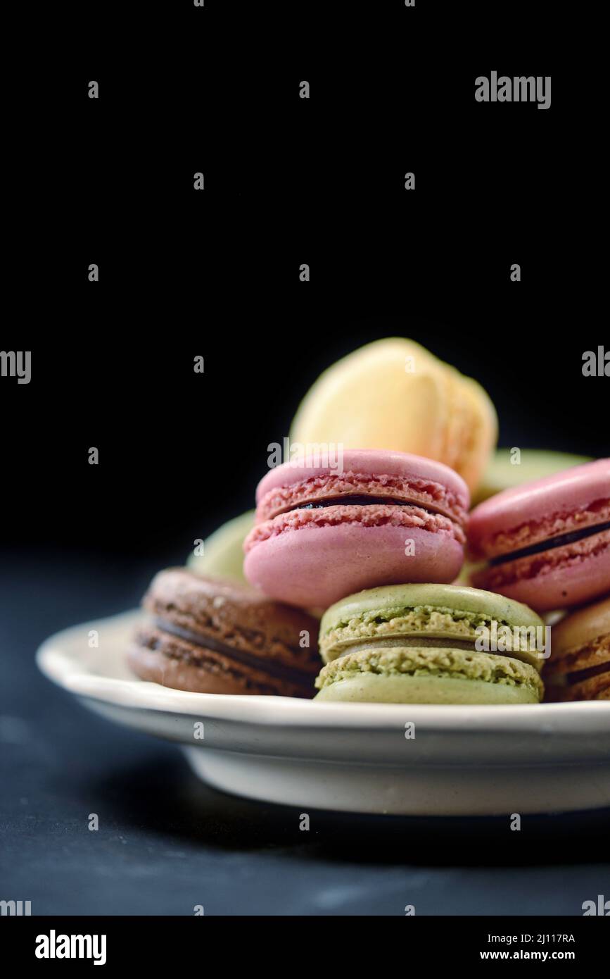 Stack baked macarons on hi-res stock photography and images - Alamy