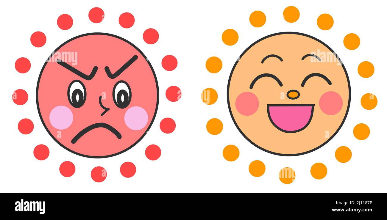 Angry sun and smiling sun Stock Photo - Alamy