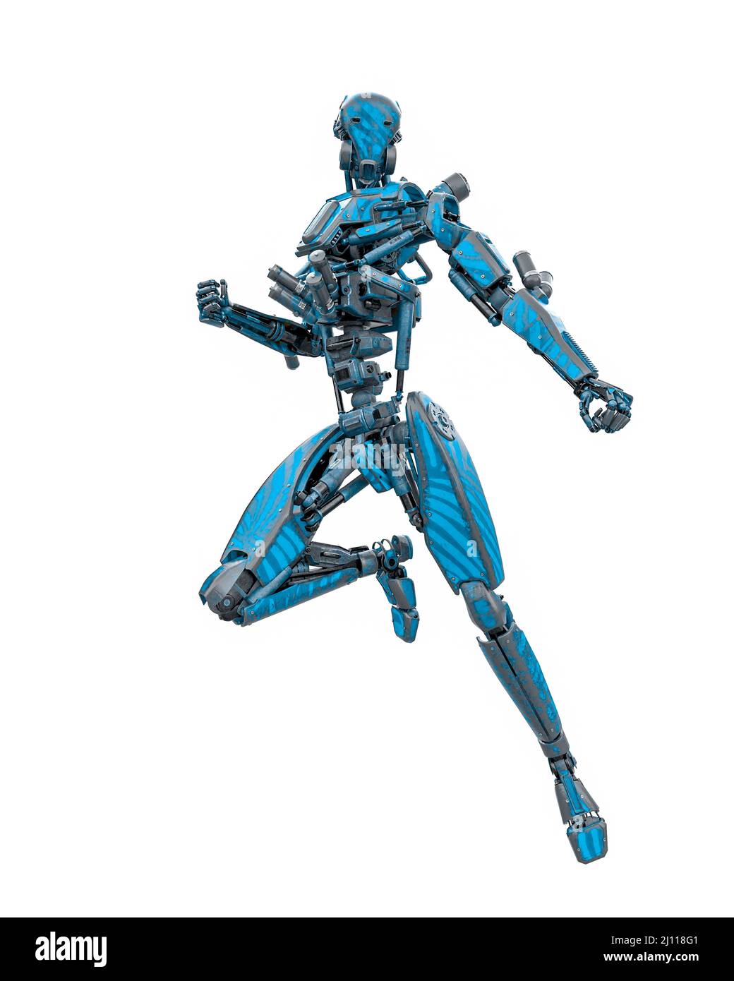 mega drone soldier robot is doing a comic action pose, 3d illustration ...
