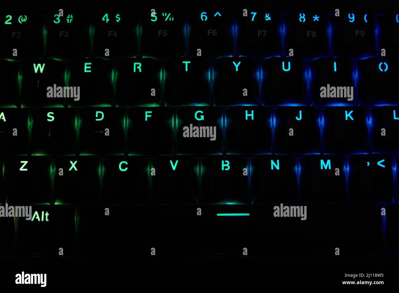 Gaming keyboard, close up. Mechanical rgb keyboard for computer games ...