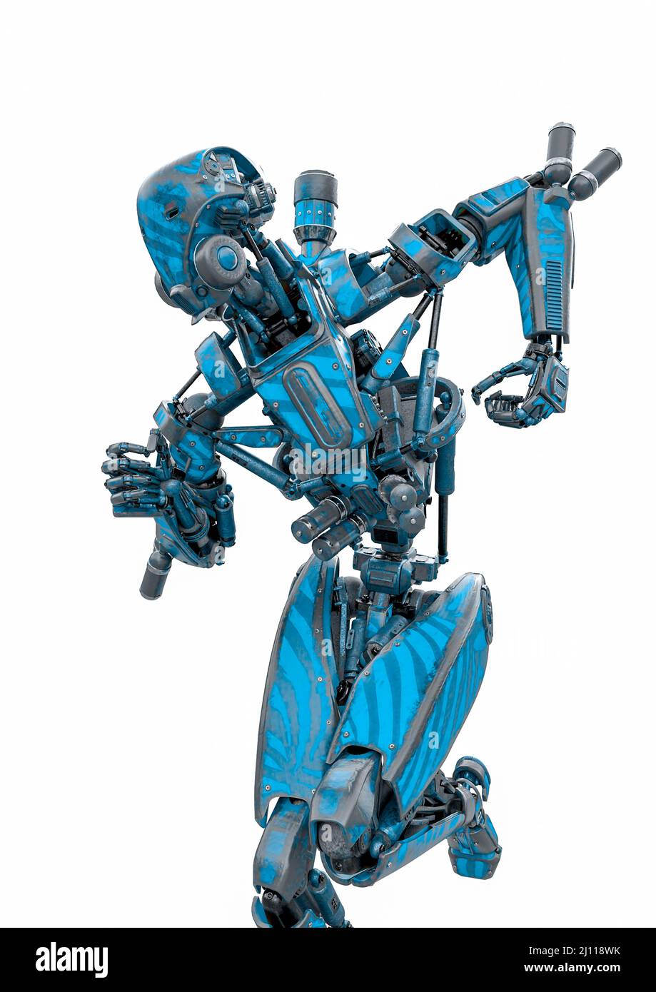 mega drone soldier robot is running close up view, 3d illustration ...