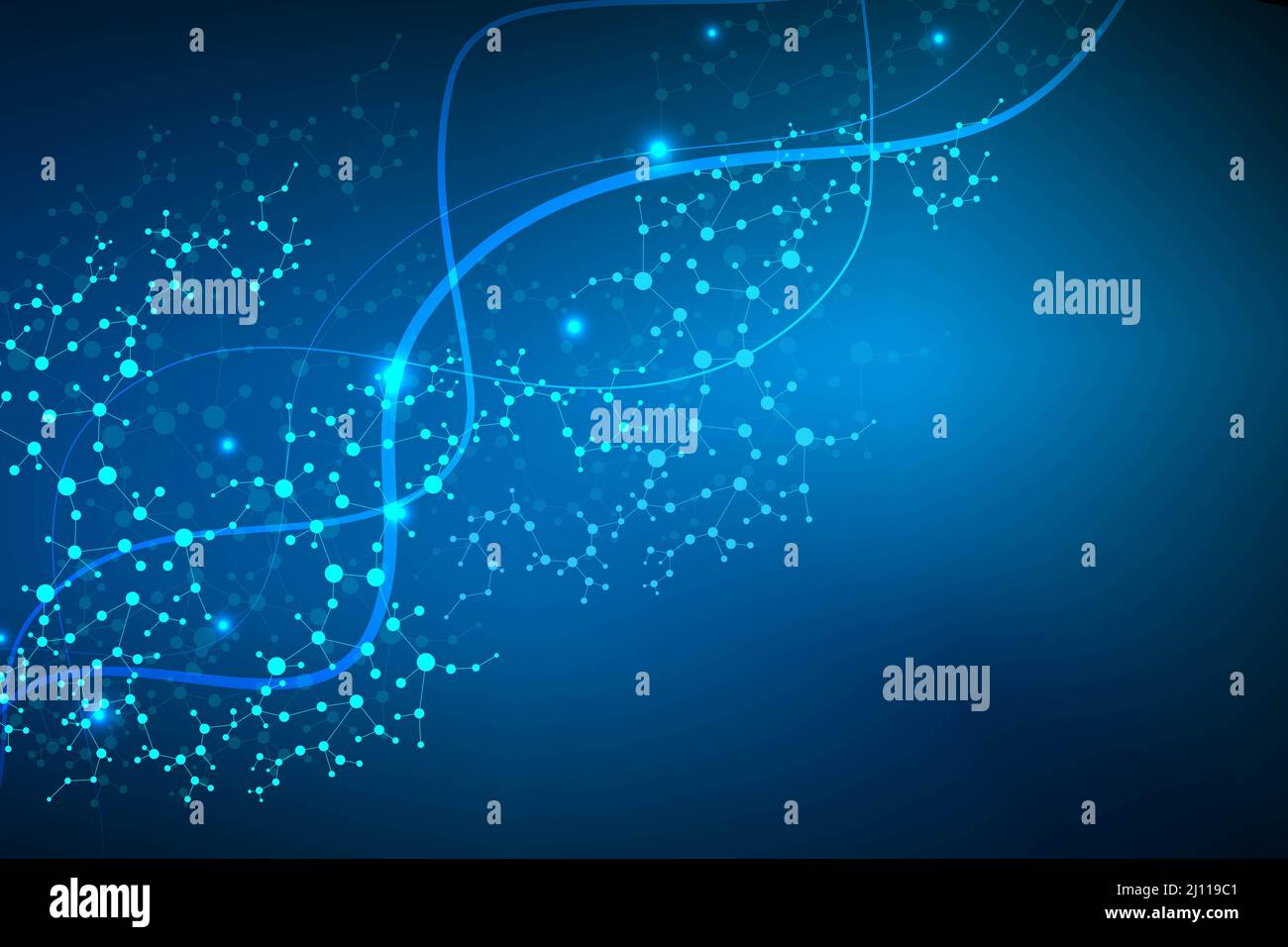 Science network pattern, connecting lines and dots. Technology hexagons ...