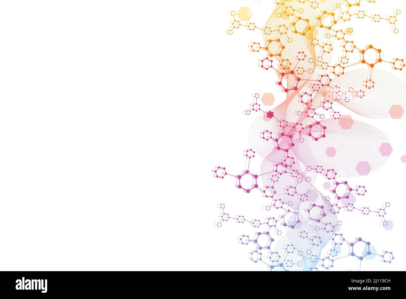 Science network pattern, connecting lines and dots. Technology hexagons ...