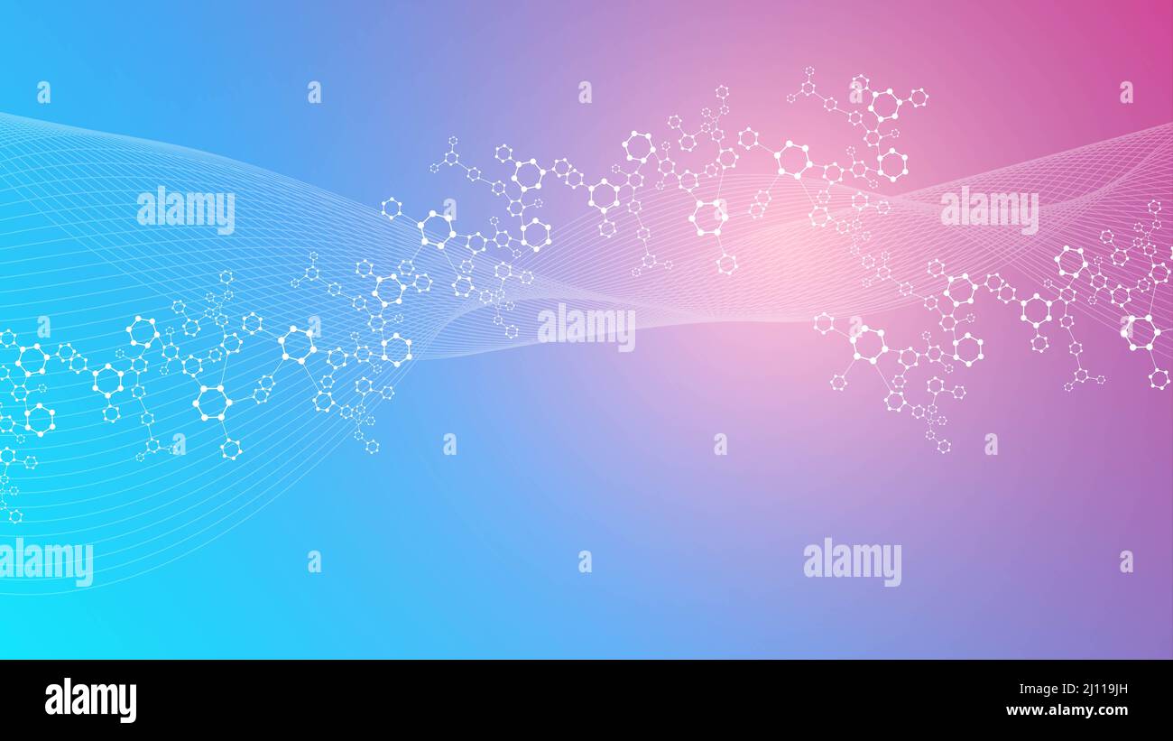 Science network pattern, connecting lines and dots. Technology hexagons ...