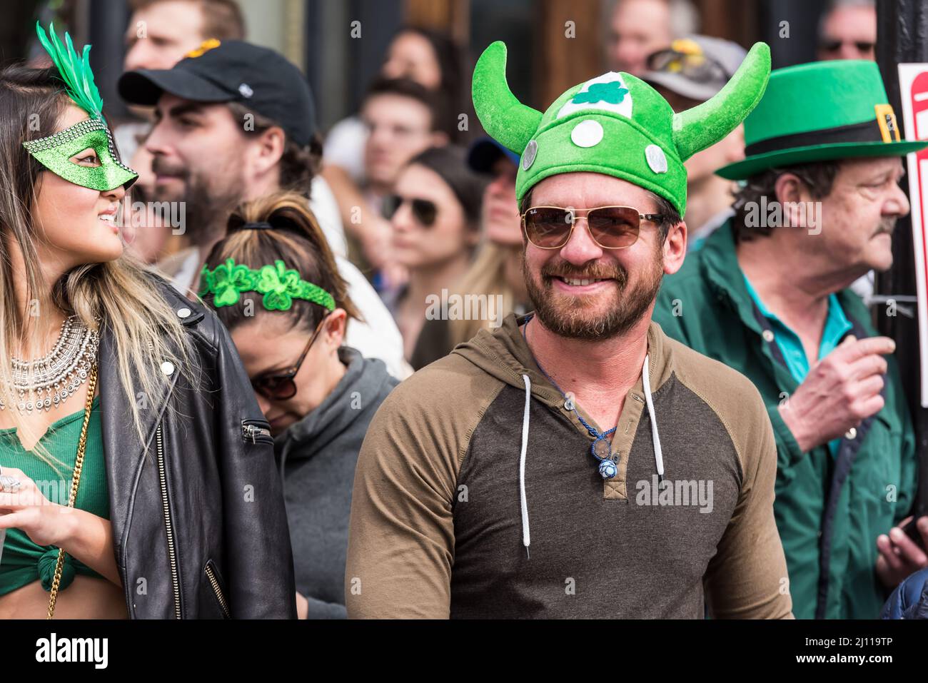 March 20, 2022, Closeup of crowd at South Boston St. Patrick's Day ...