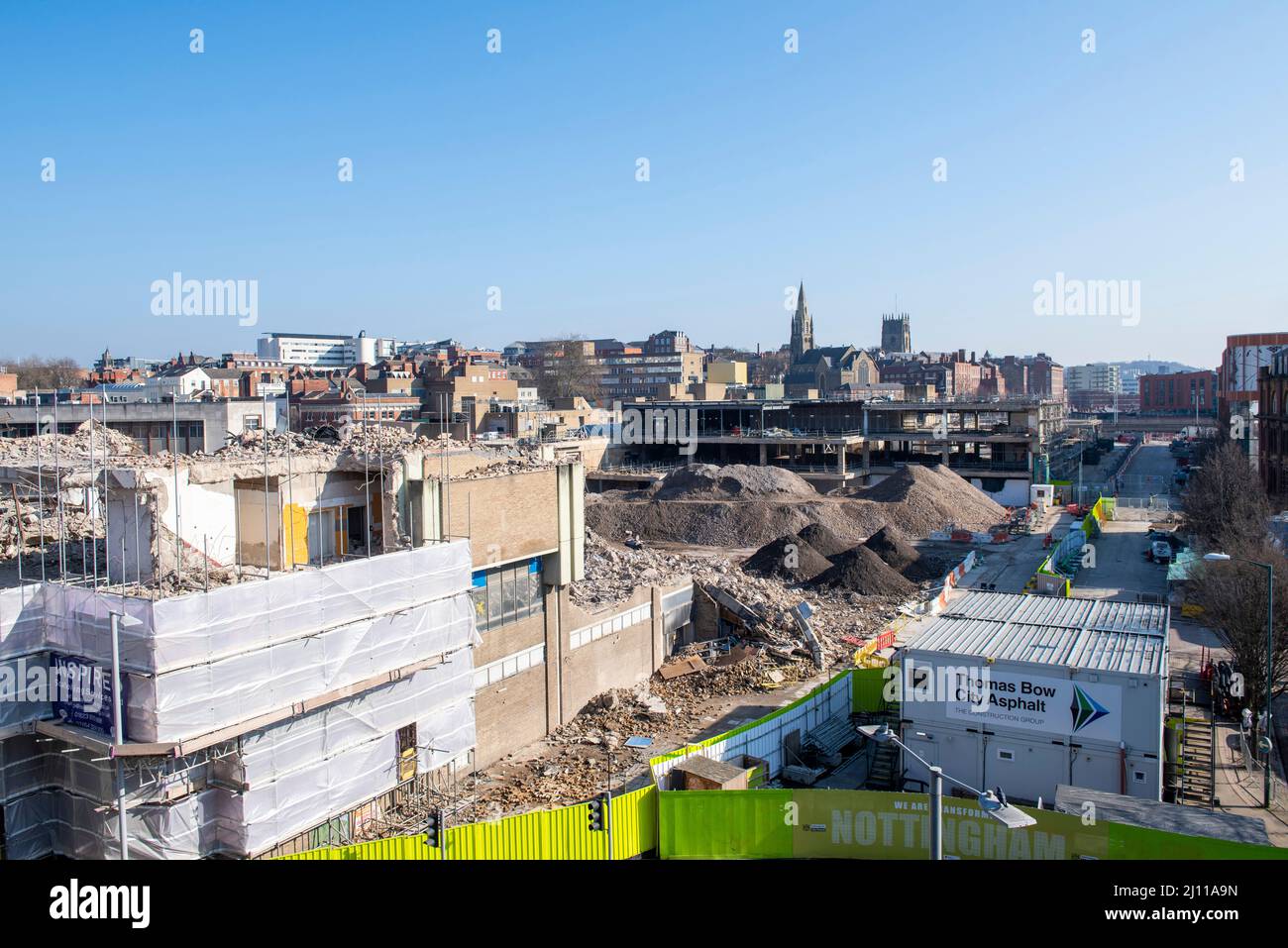 Demolition of the old Broadmarsh Shopping Centre in Nottingham City ...