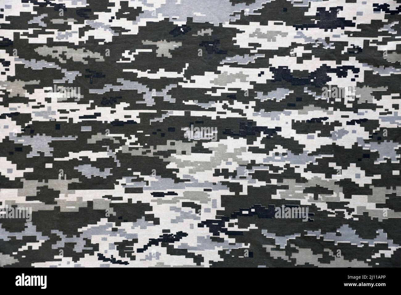 Fabric with texture of Ukrainian military pixeled camouflage. Cloth ...