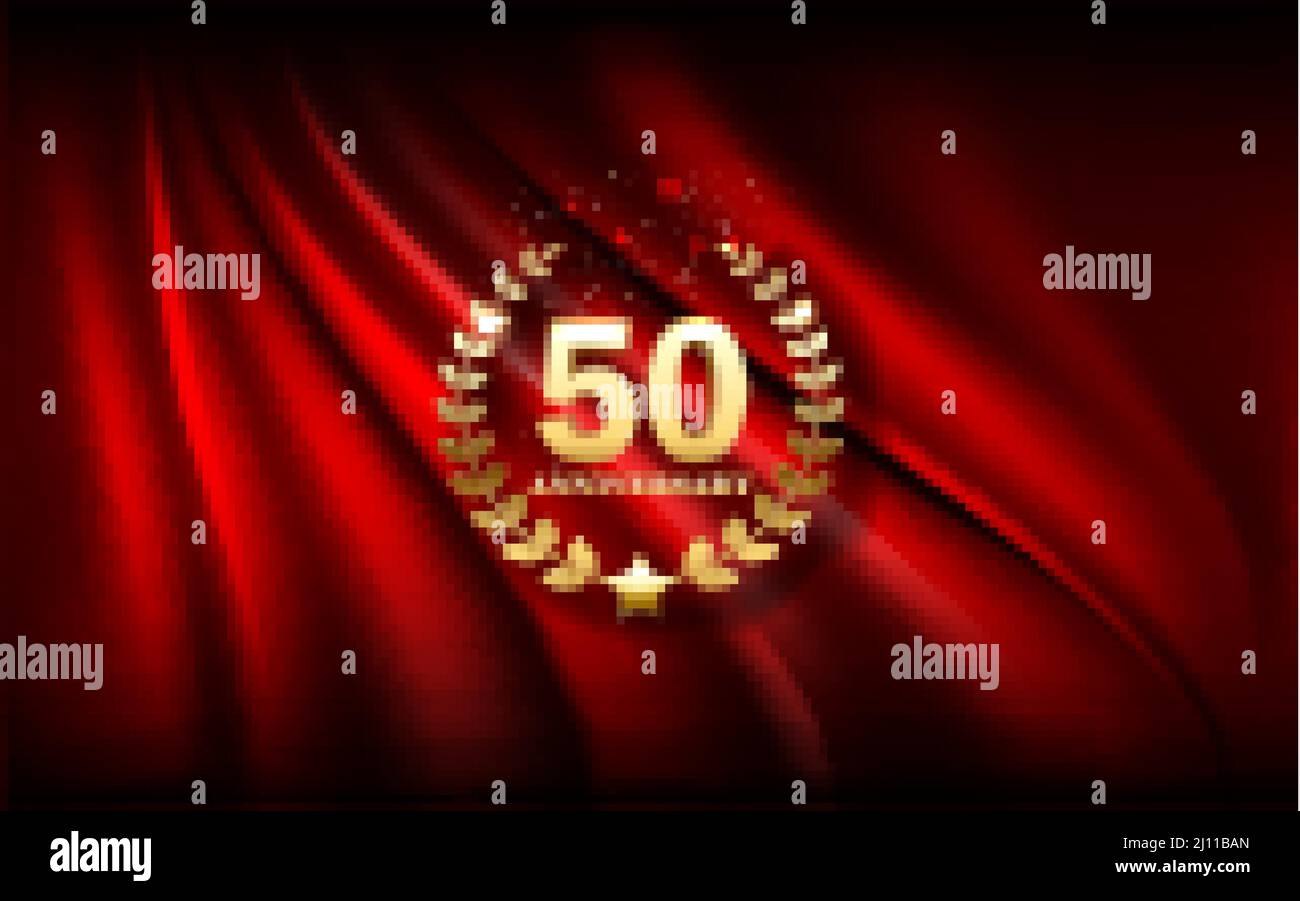 50th Anniversary celebration. Golden number 50 with sparkling confetti ...