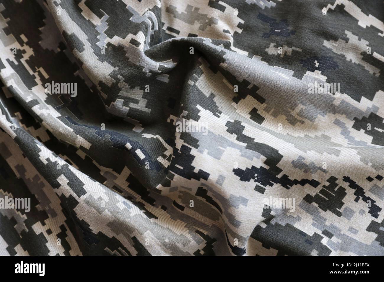 Fabric with texture of Ukrainian military pixeled camouflage. Cloth ...