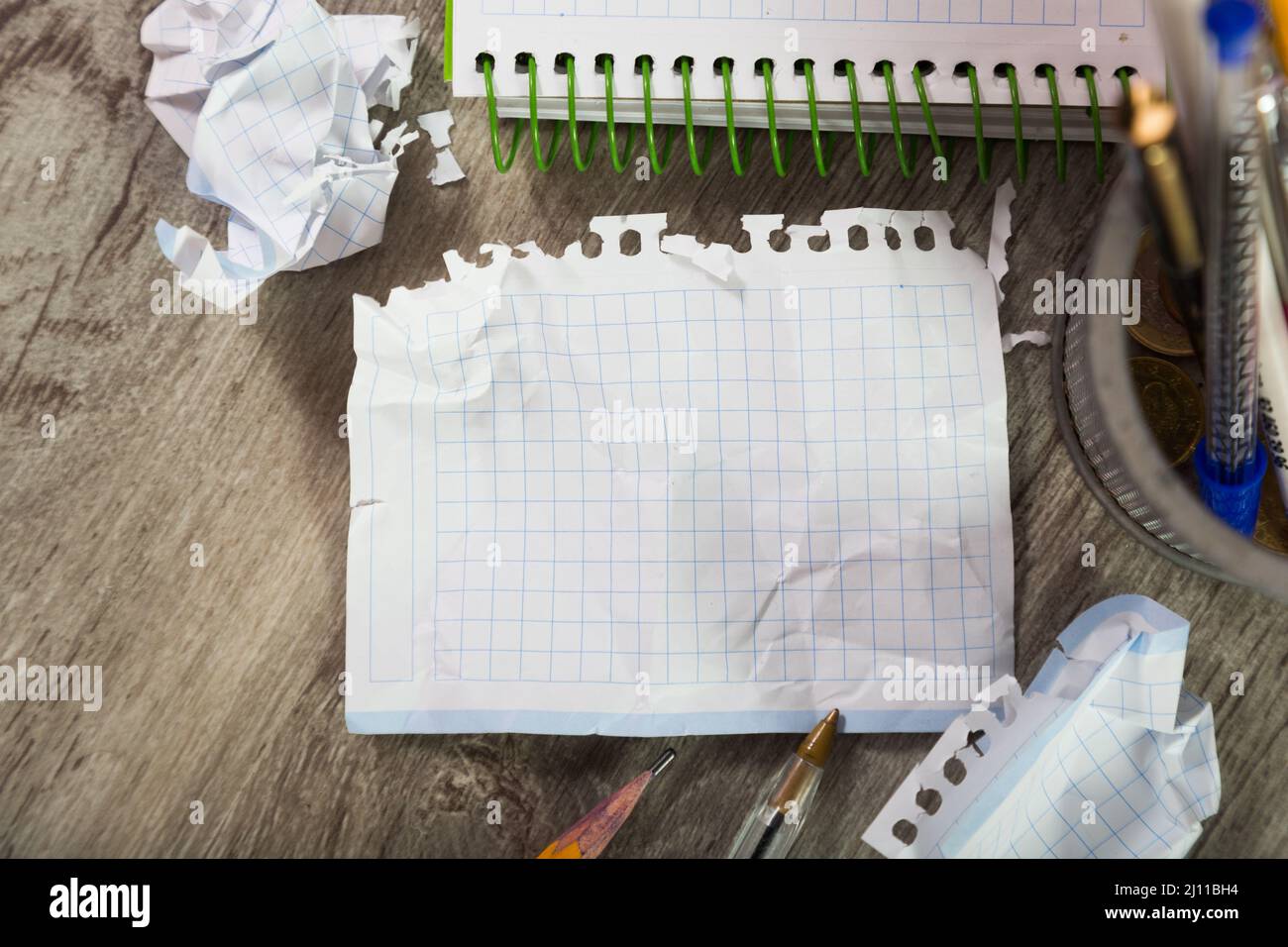 Notebook pages with writing materials Stock Photo - Alamy
