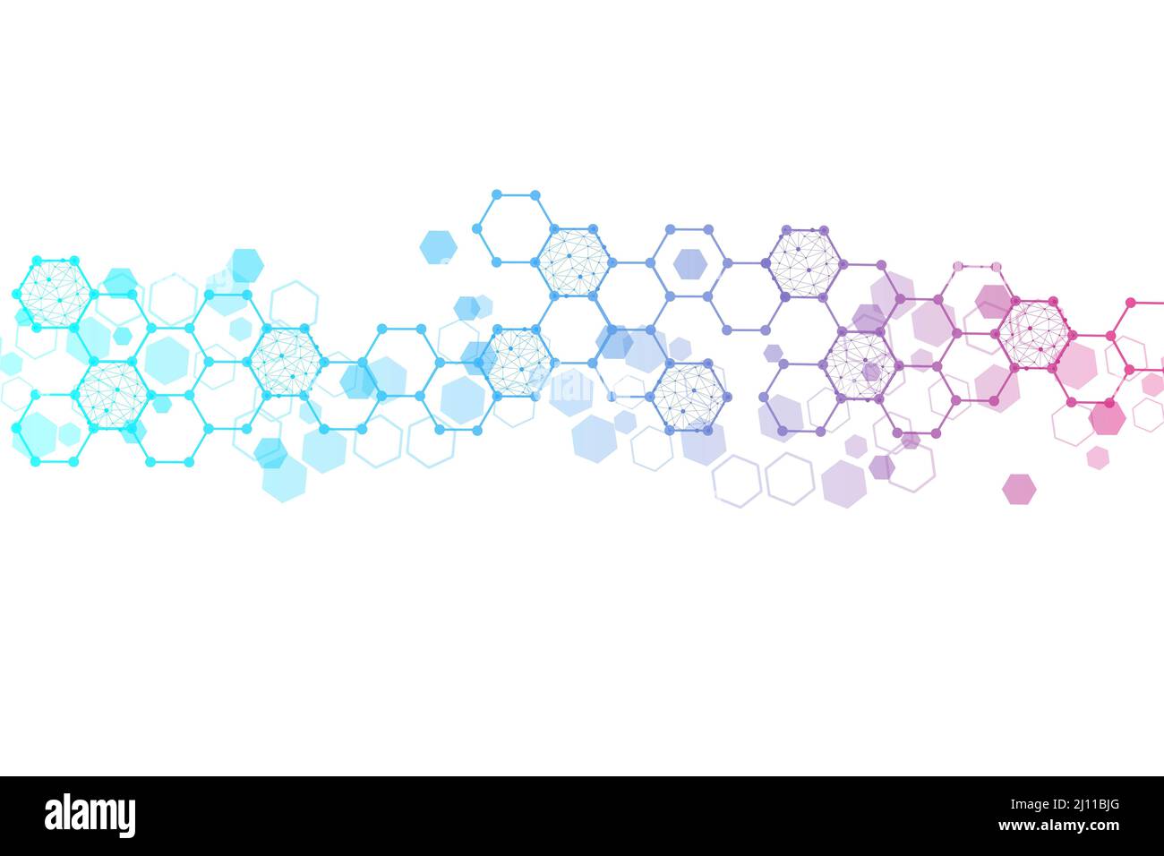 Science network pattern, connecting lines and dots. Technology hexagons ...