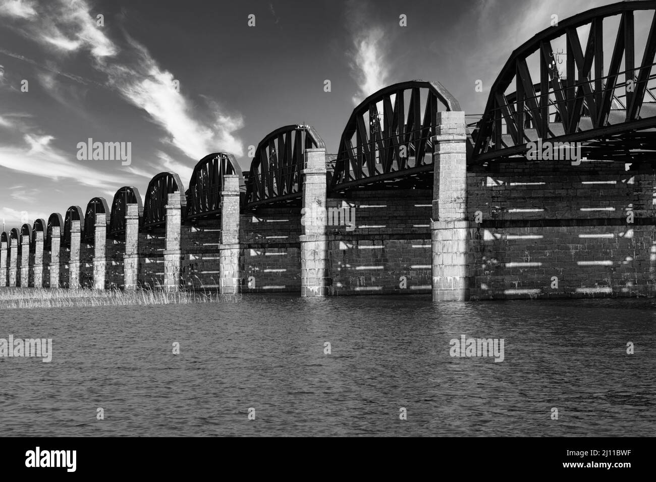 old rusty steel railway bridge with arches in dömitz germany Stock ...