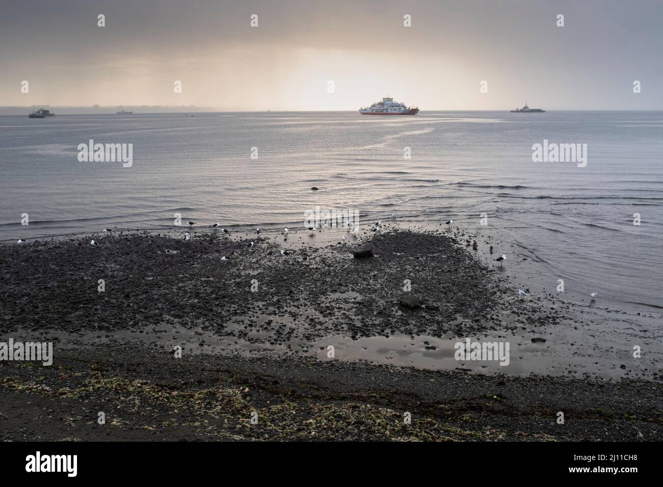 Ships crossing the Chacao channel. Chiloé. Los Lagos Region. Chile ...