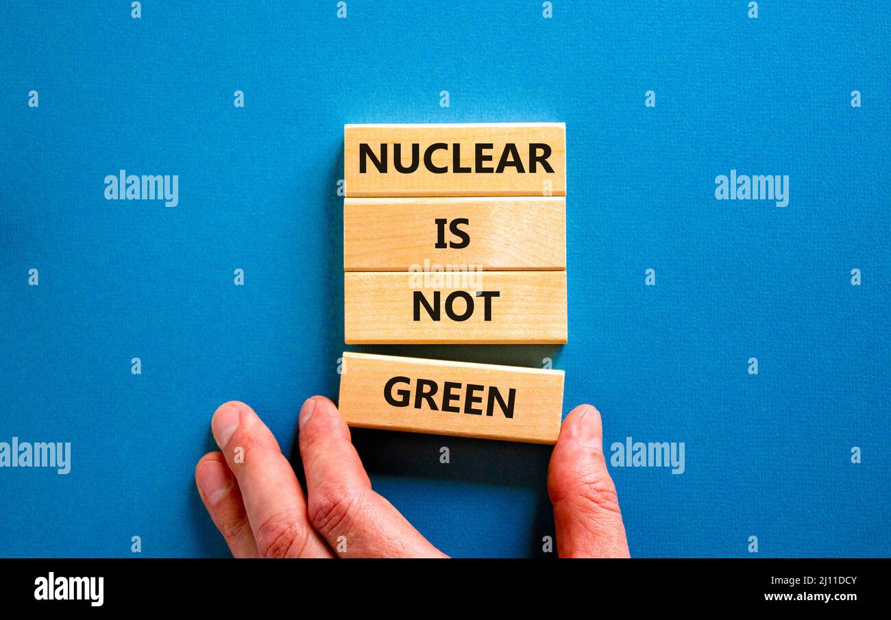 Nuclear is not green symbol. Concept words Nuclear is not green on ...