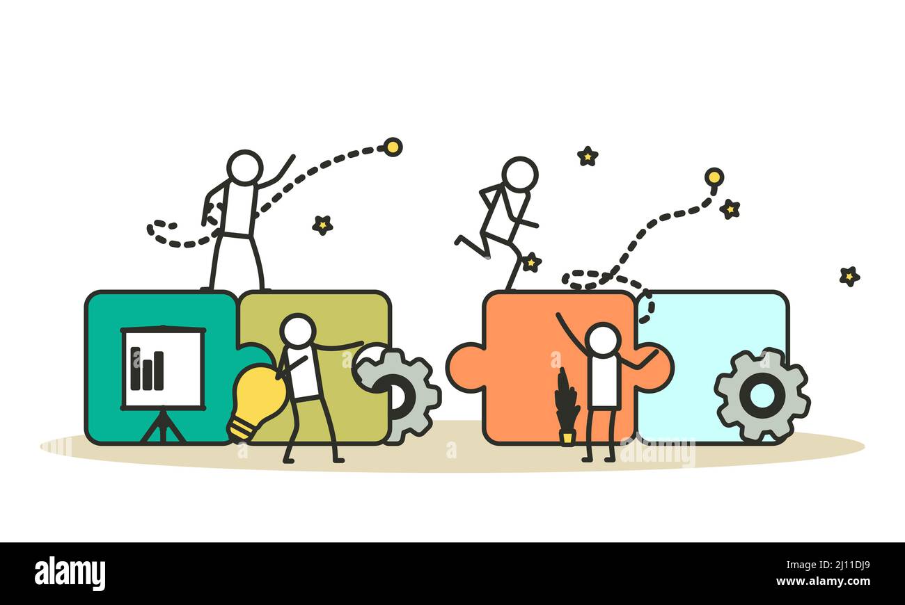 Puzzle team work vector illustration concept partner. Partnership ...