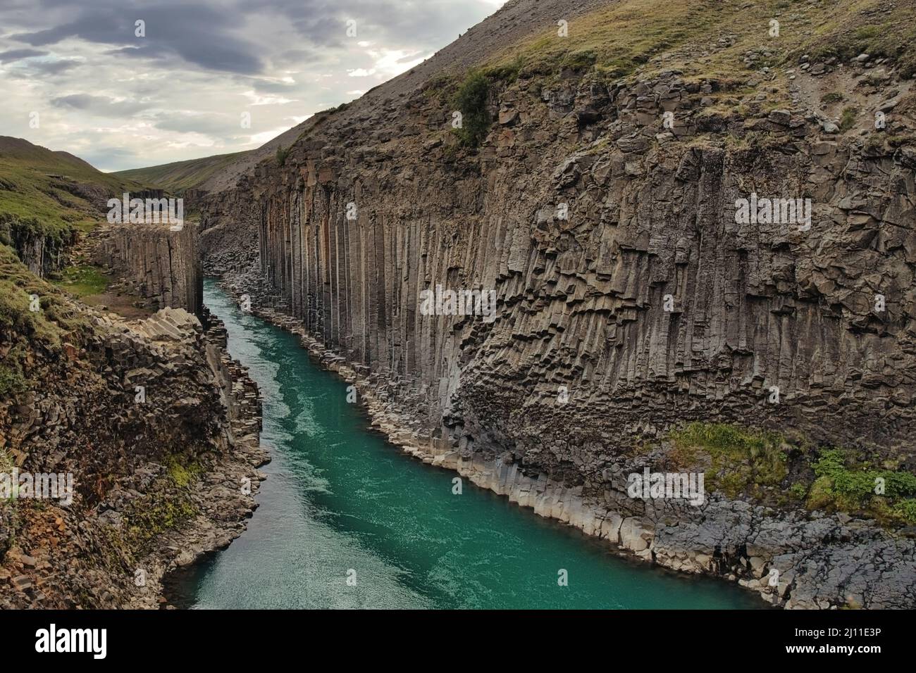 studlagil canyon in iceland, view at the river and the basalt columns Stock Photo - Alamy