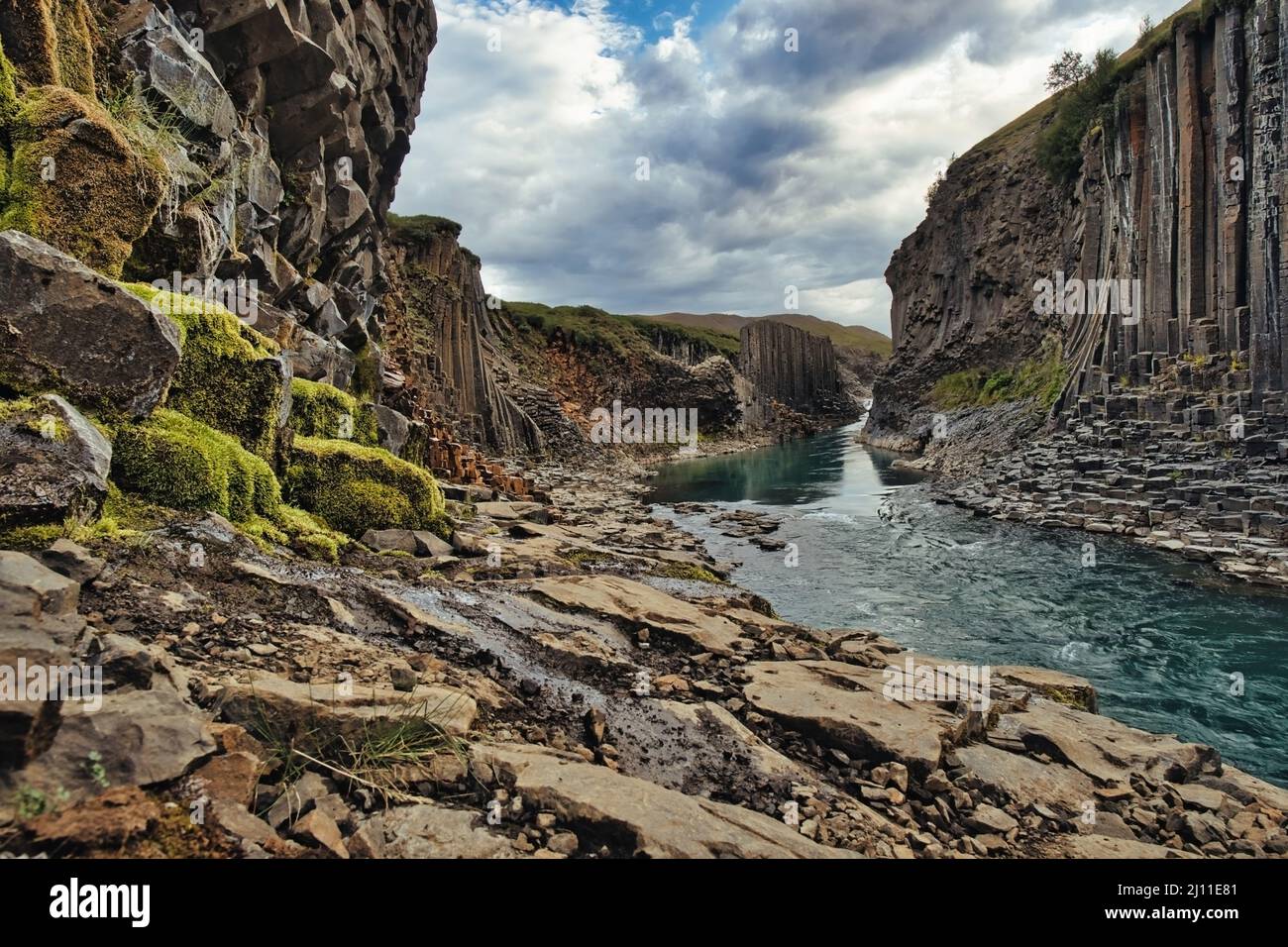 the river in Studlagil Basalt Canyon iceland Stock Photo - Alamy