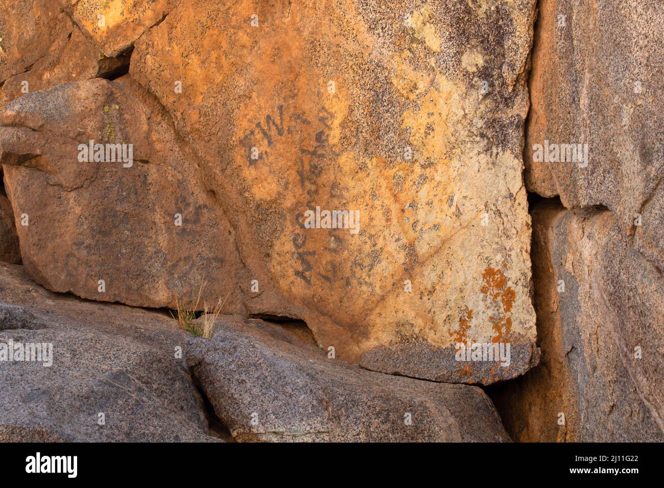 Calvary inscription at Rock Springs, Mojave National Preserve ...