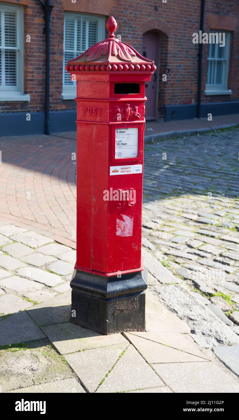 Red Penfold Hexagonal Pillar Box Faversham Kent Stock Photo - Alamy