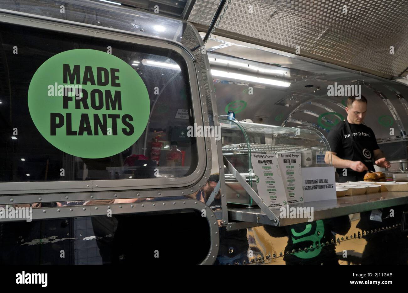 Vegan and plant based food display by exhibitors, visitors and traders ...