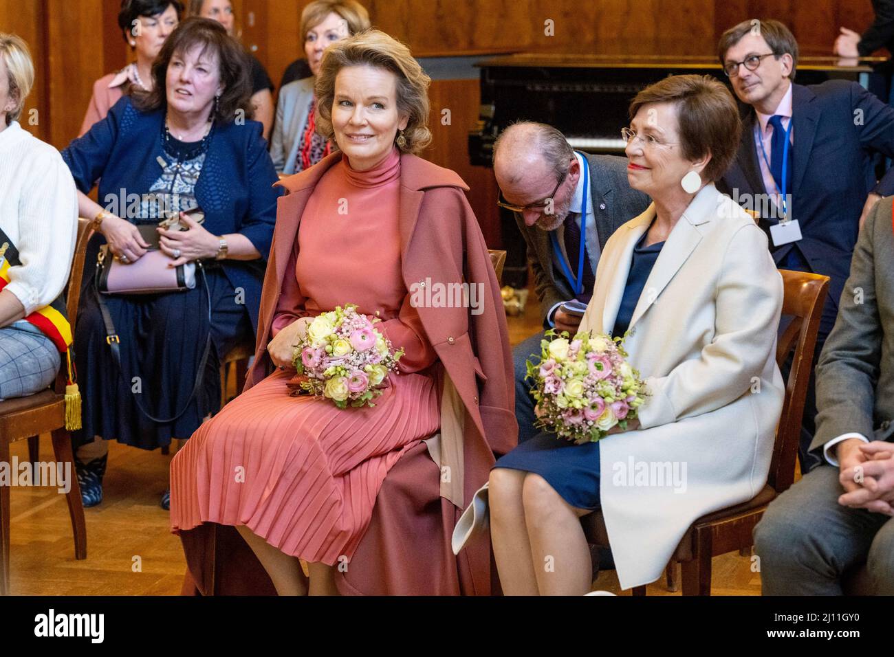 Queen Mathilde of Belgium and first lady of Austria Doris Schmidauer ...