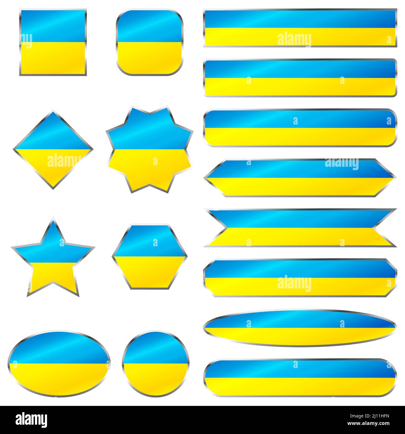 Flag of Ukraine. National flag of Ukraine. Set of glossy buttons ...