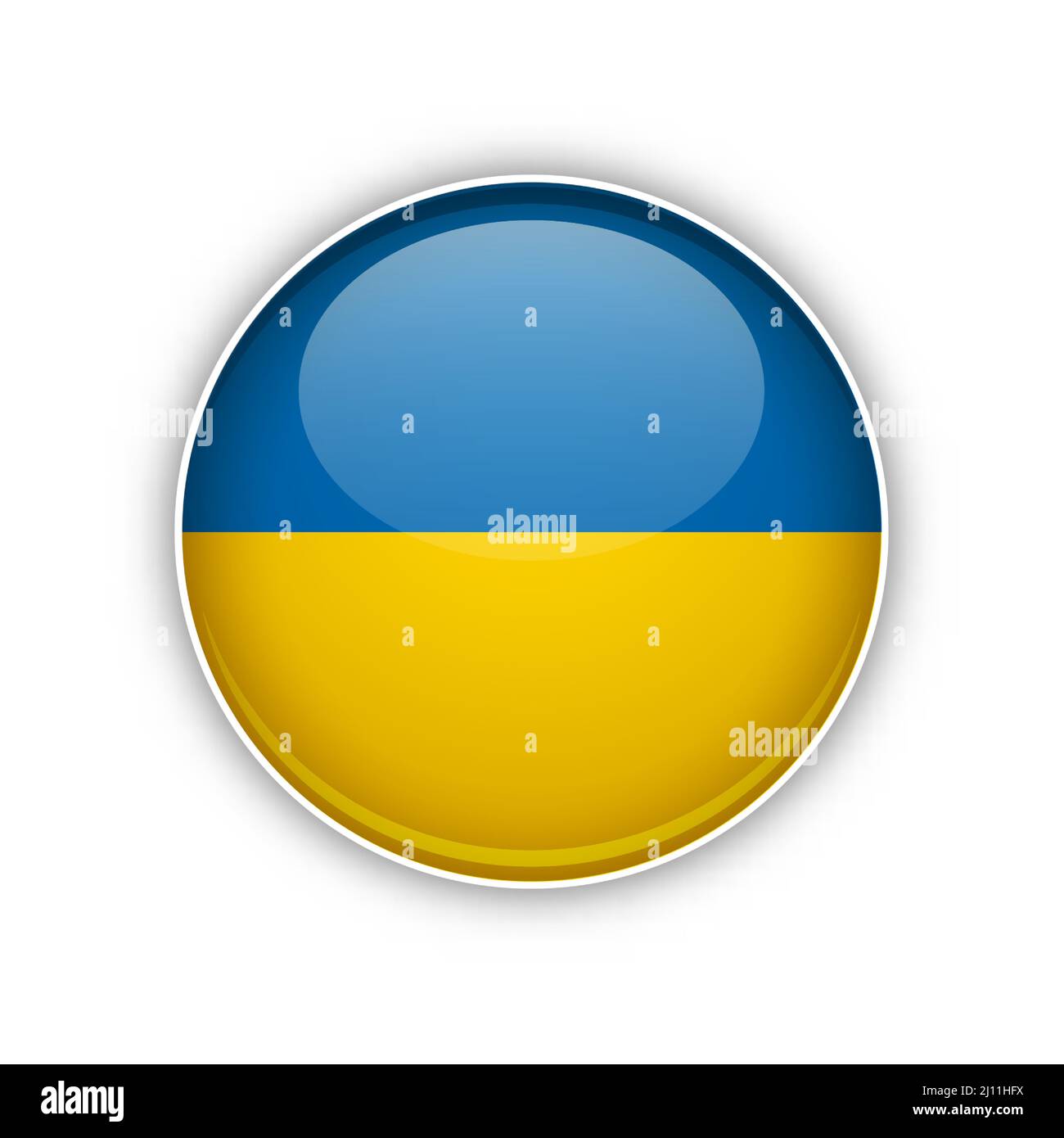 Flag of Ukraine. Vector illustration. Round glossy button. National ...