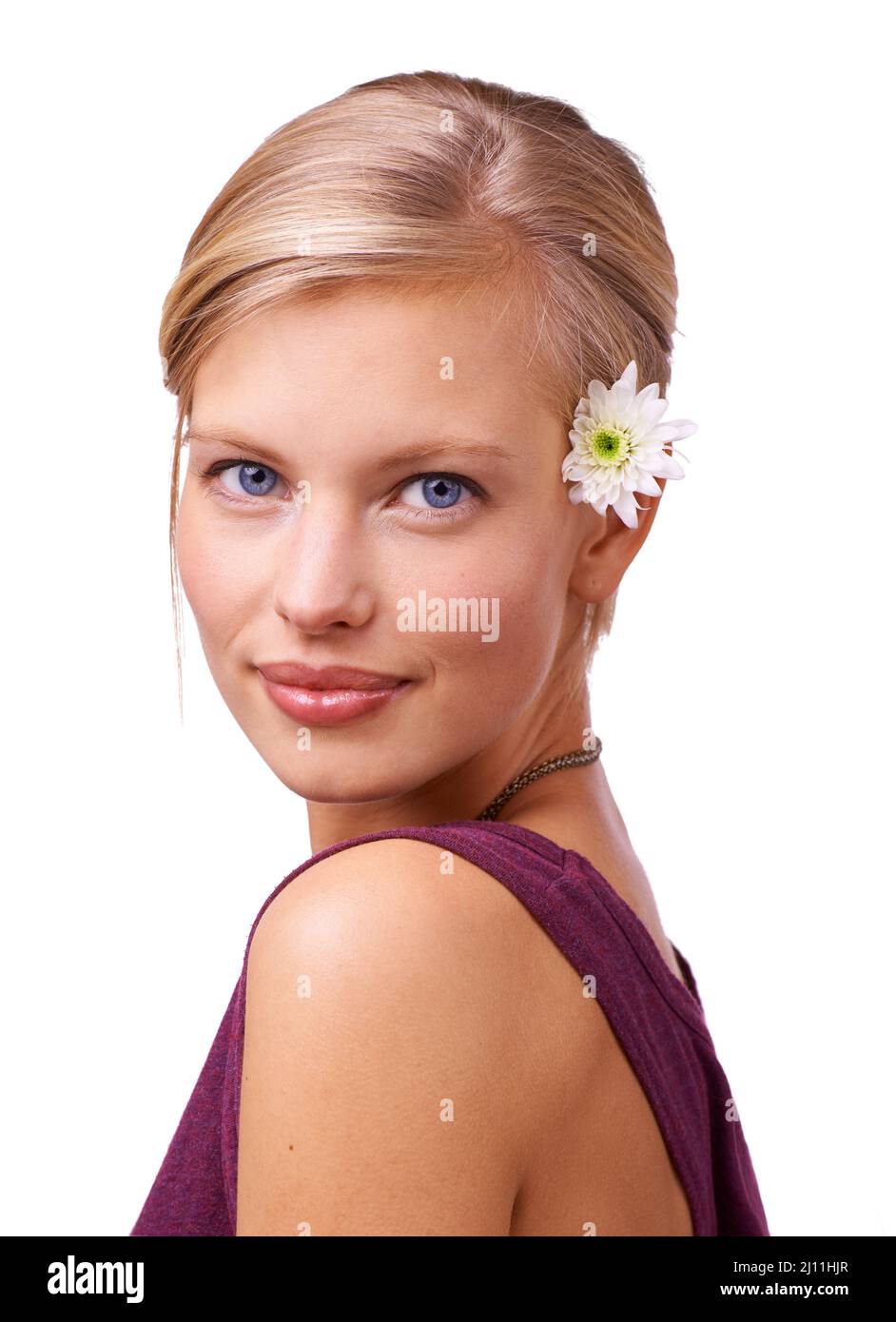 Perfectly perfect. Studio portrait of a beautiful young woman with a ...