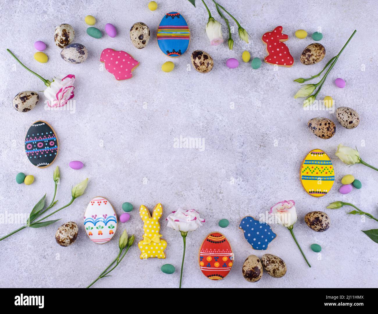 Easter cookies in shape of eggs and bunny Stock Photo - Alamy