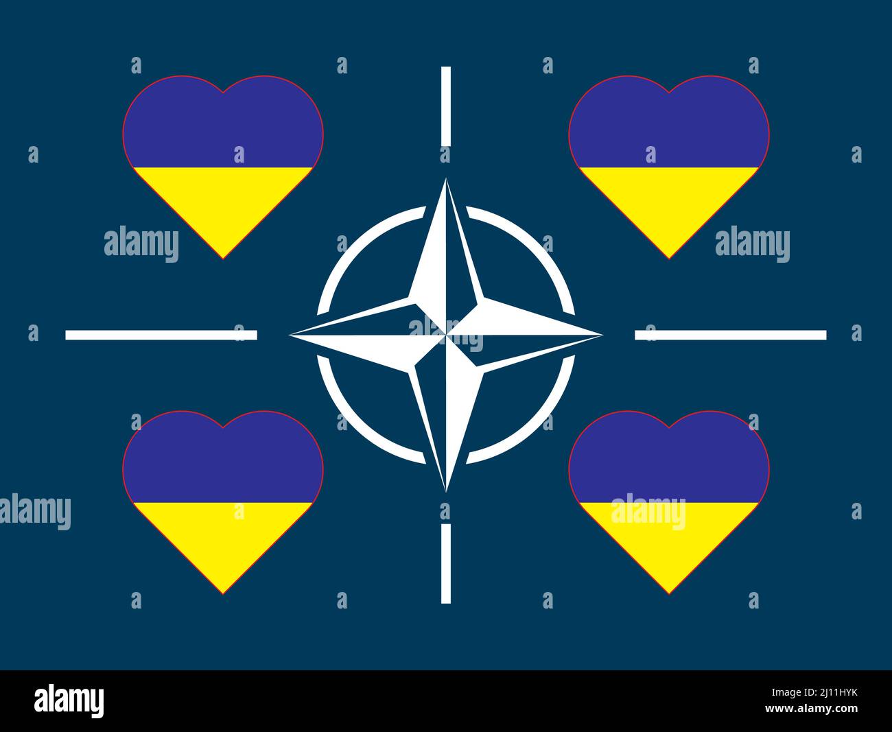Flag of Ukraine in the shape of a heart on the background of the flag ...