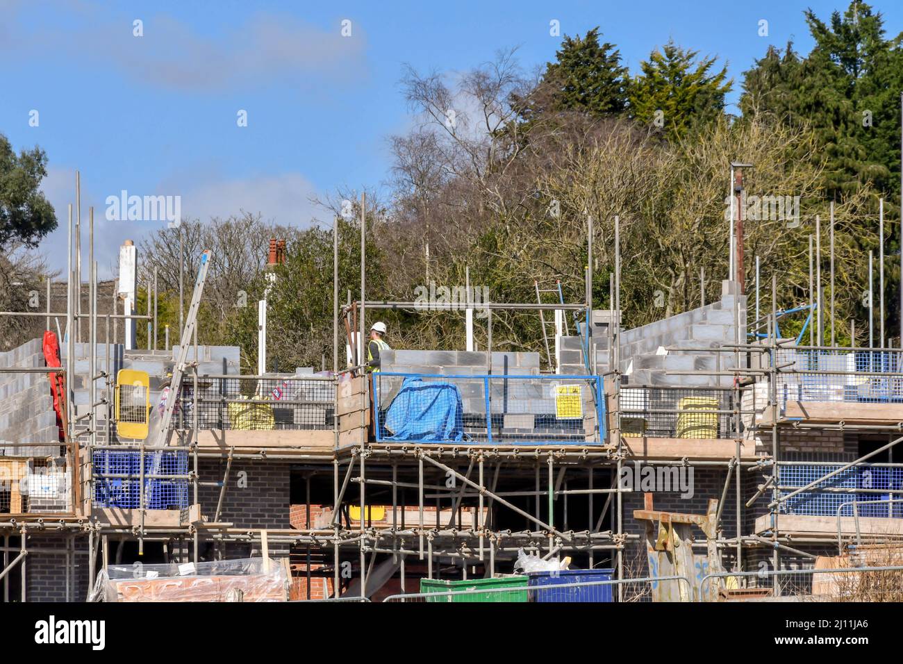 Cardiff, Wales - March 2022: New homes under construction on the ...