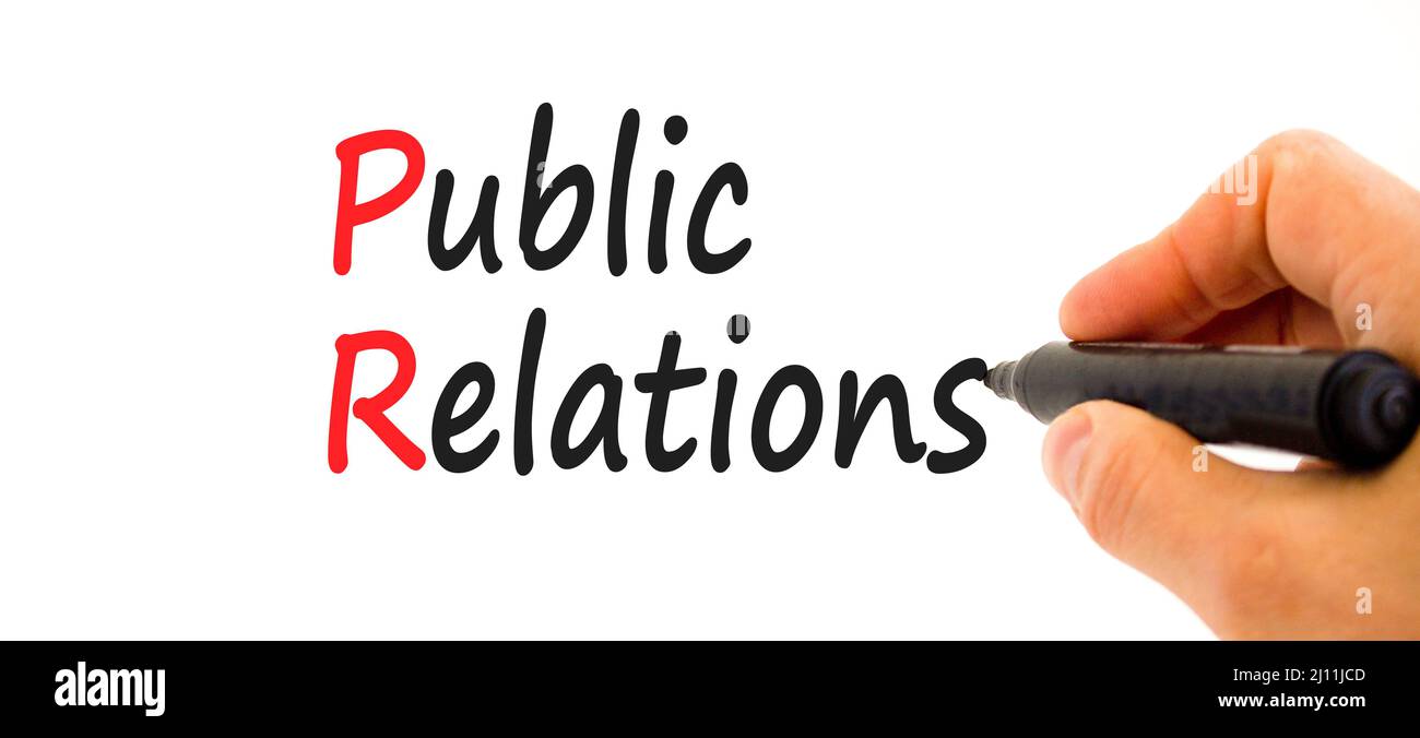 PR public relations symbol. Concept words PR public relations on white ...