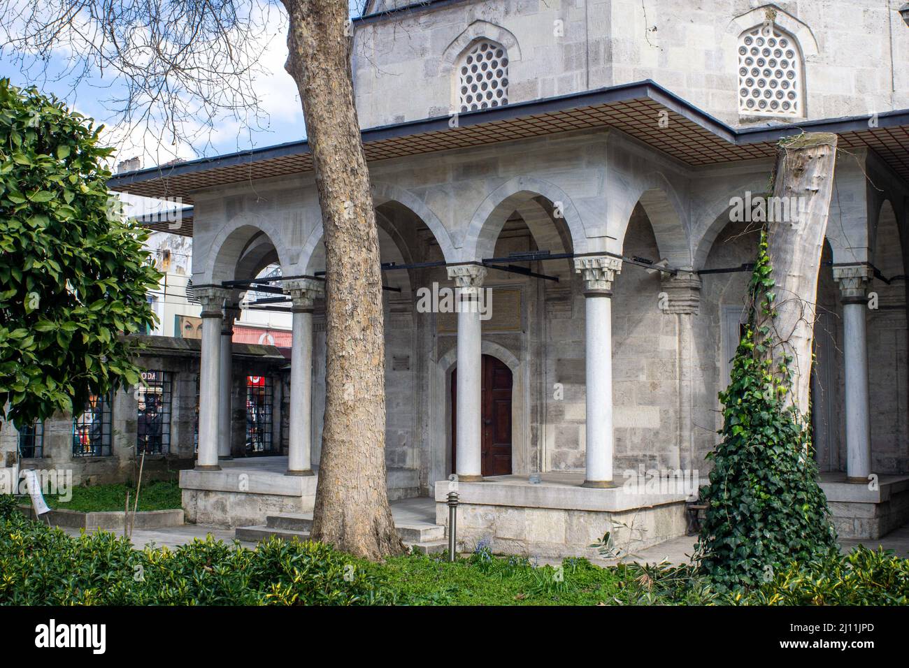 March 21, 2022: Detail interior view of the courtyard of the Merzifonlu ...