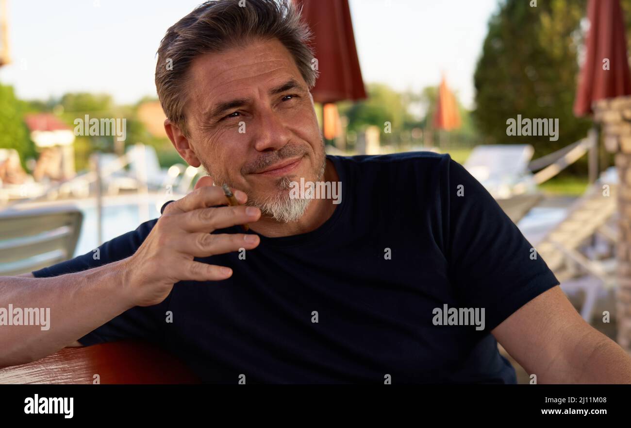 Portrait of mature age, middle age, mid adult man in 50s, happy ...